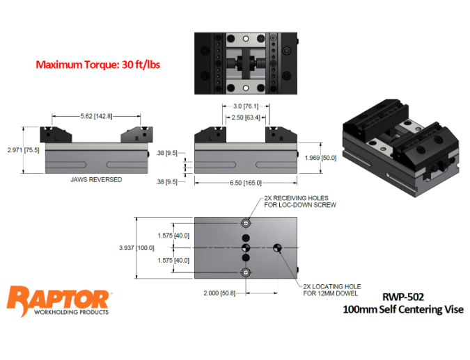 Raptor Self Center Vise 100mm Jaw Face Width - All Industry Supplies
